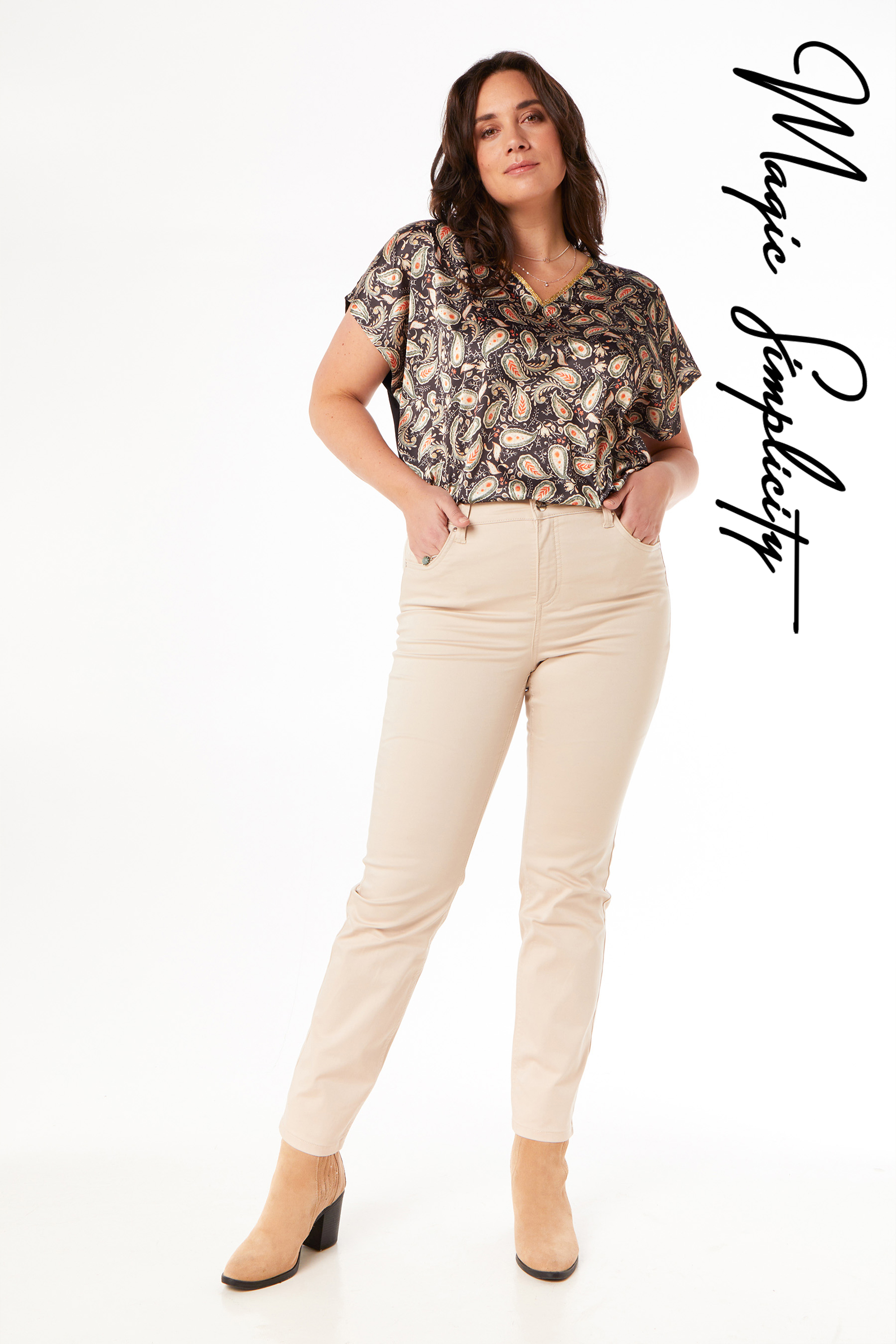 Femmes Pantalon à jambes droites SLIMS Beige clair à MS Mode® Femmes Pantalon à jambes droites SLIMS Beige clair à MS Mode®